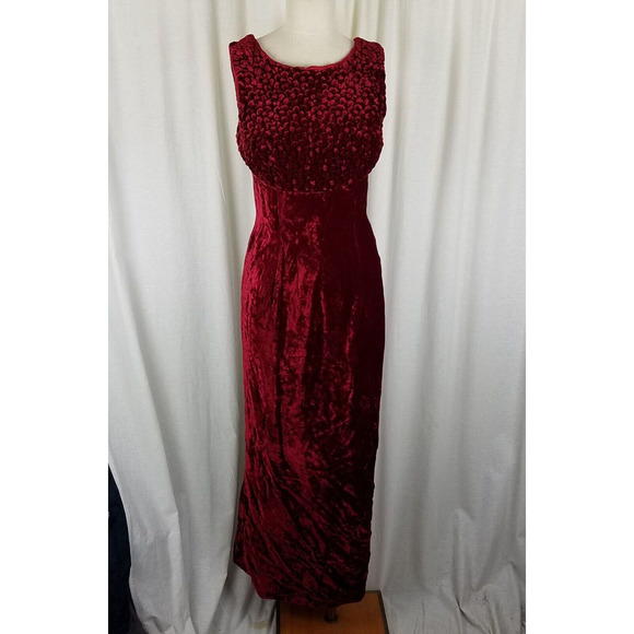 Mainely Bargains | Dresses | Vintage Crushed Red Velvet Maxi Dress ...